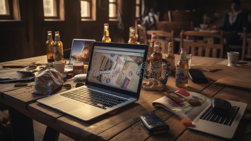 Stickers beer laptop stock illustration. Illustration of laptop - 370396918