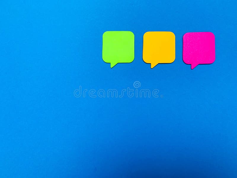 Stickers on Blue Wall Whith Empty Space for Text Stock Photo - Image of ...
