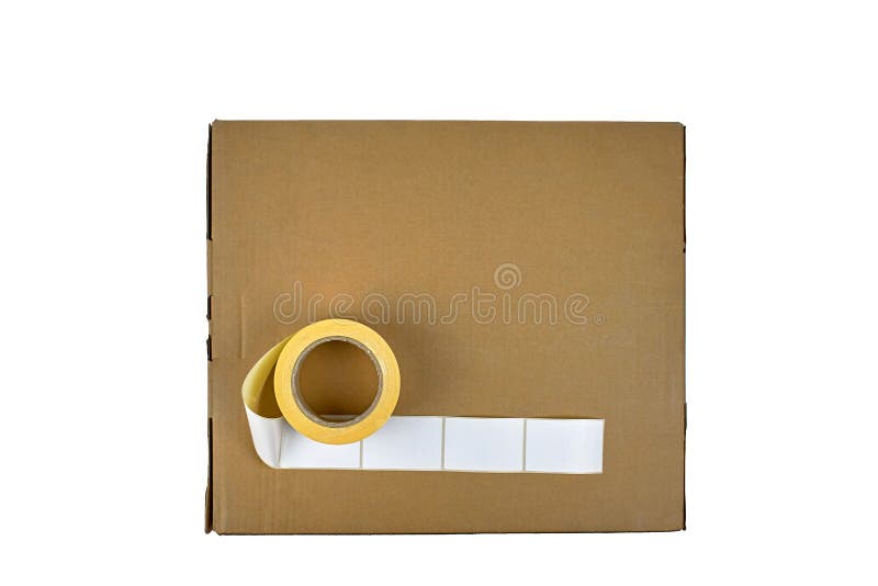 Stickers and Cardboard Box, Isolate on a White Background. Sticky White ...