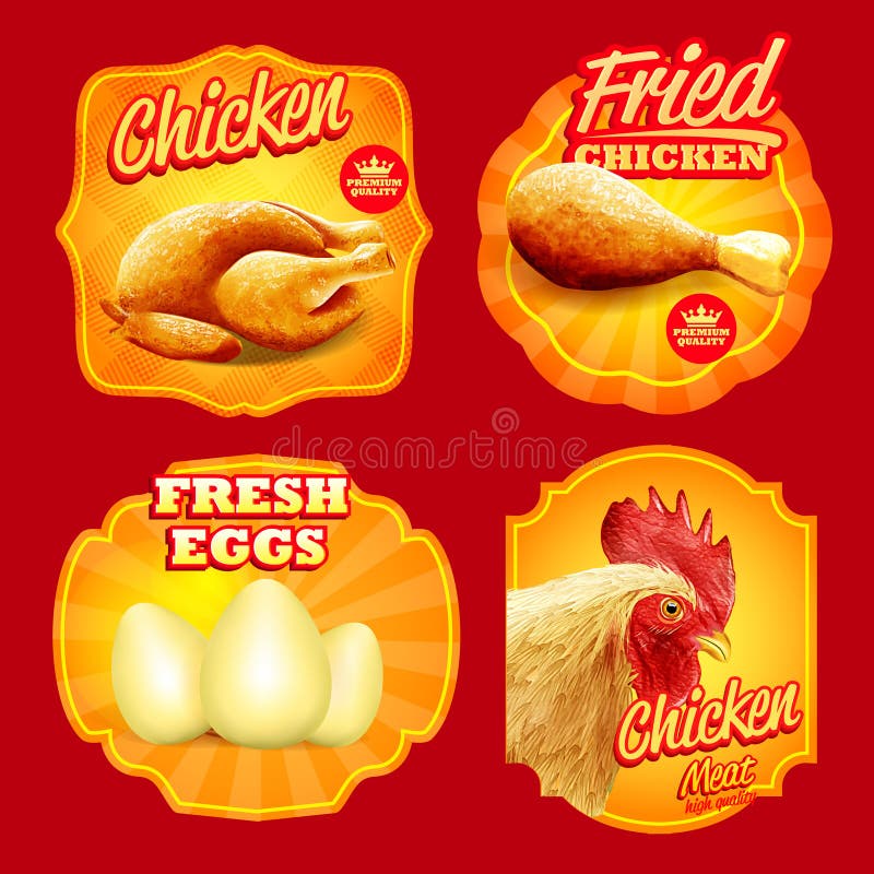 Stickers chiken stock vector. Illustration of lunch, cafe - 51833168