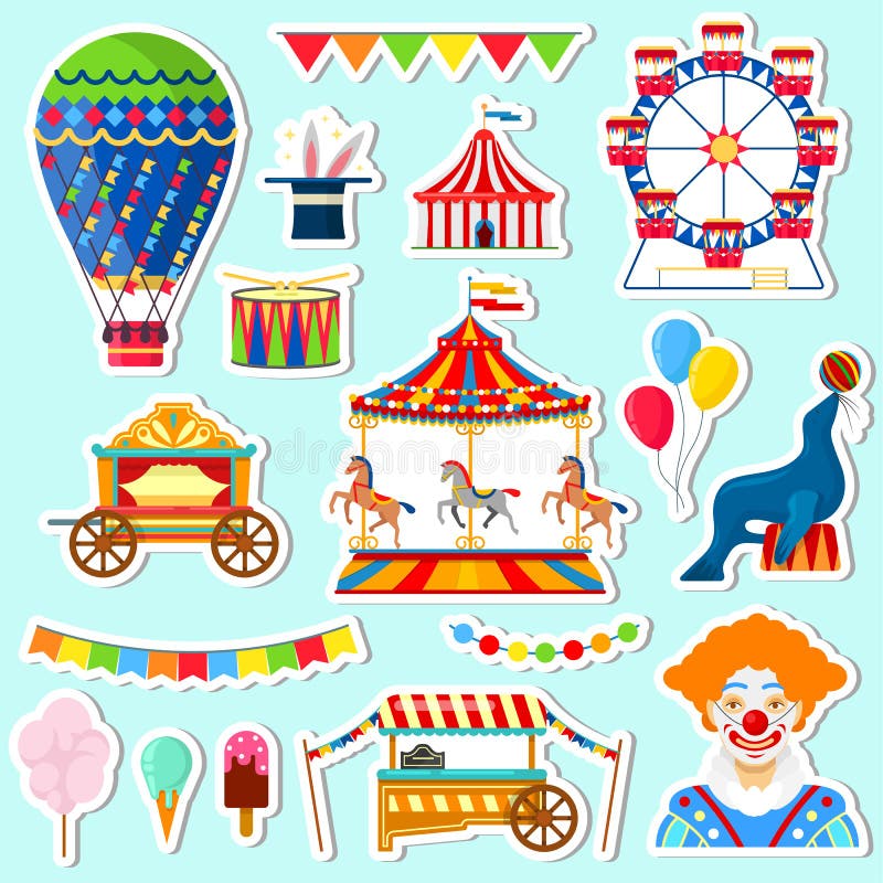 Circus stickers stock vector. Illustration of beautiful - 8141145