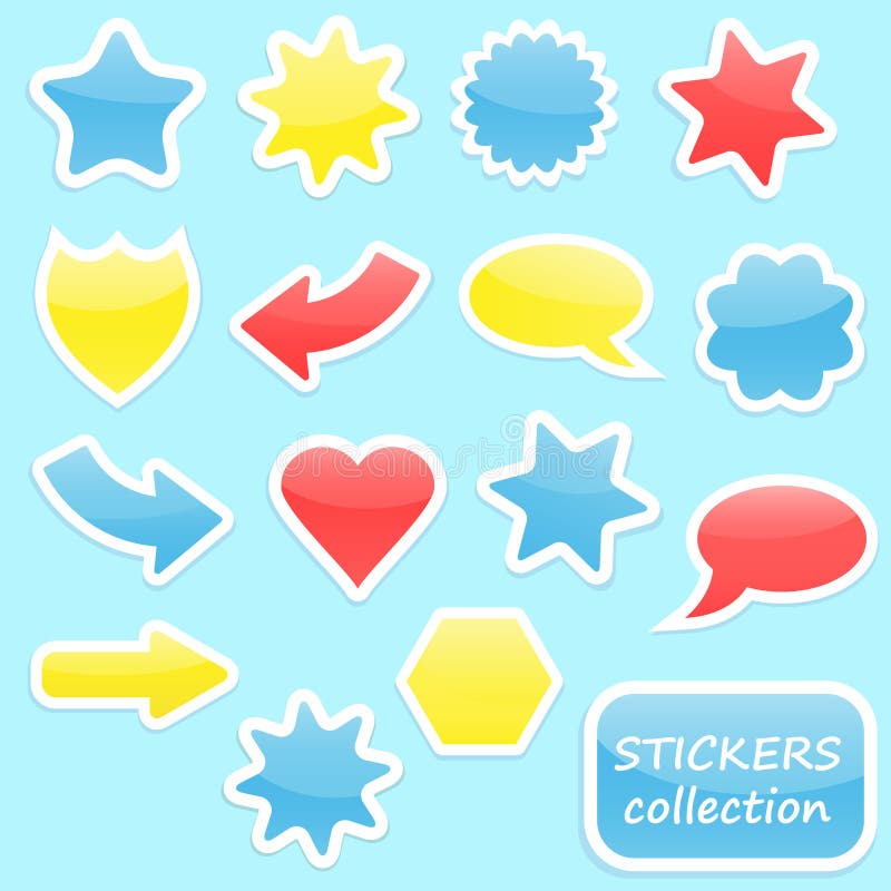 Stickers collection stock vector. Illustration of blue - 16584550