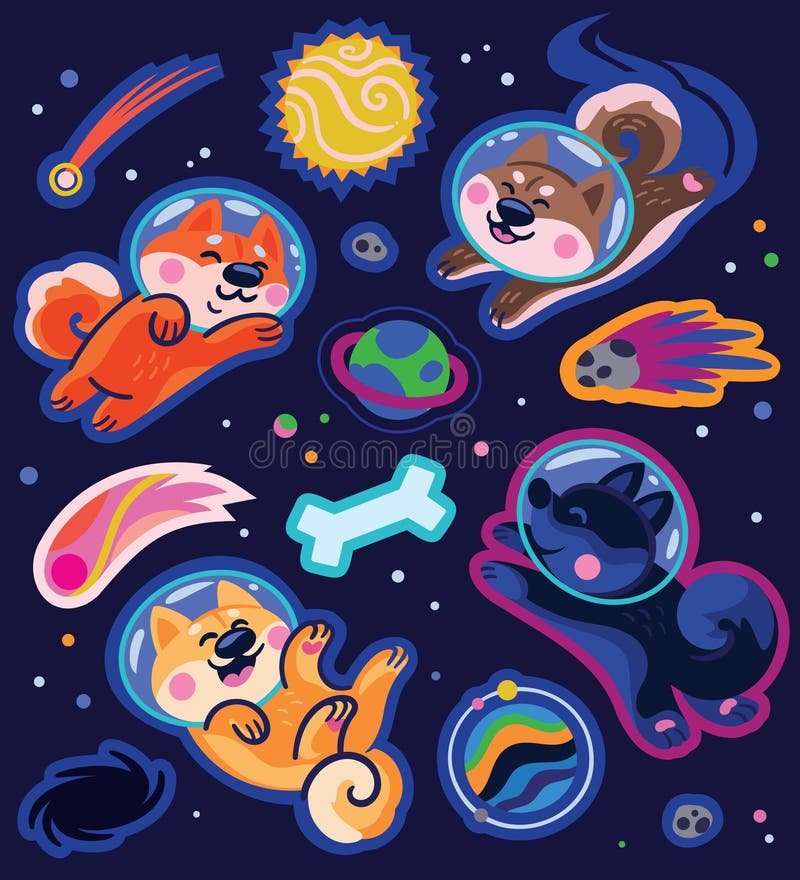 Space Set. Collection of Cute Cartoon Planet Stock Vector ...