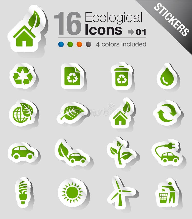 Stickers - Ecological Icons Stock Illustration - Illustration of drop ...