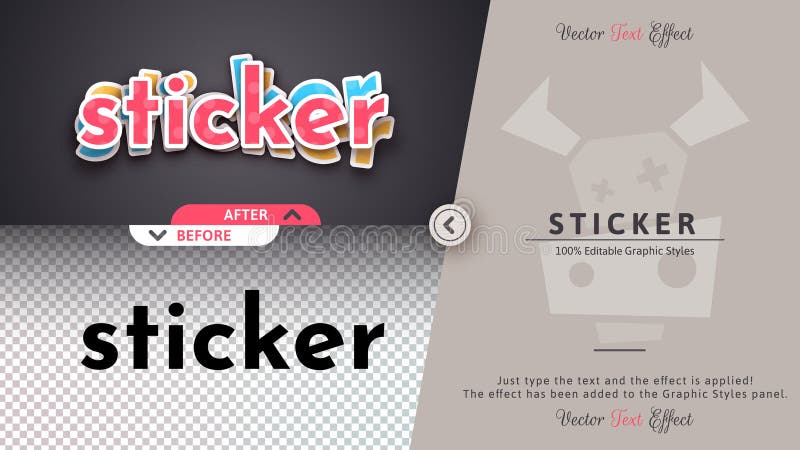 Stickers - Editable Text Effect, Font Style Stock Vector - Illustration ...
