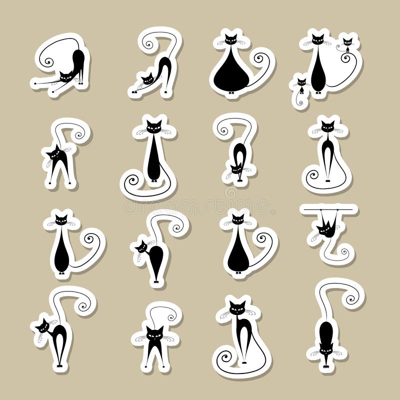 Stickers with Funny Cow for Your Design Stock Vector - Illustration of ...