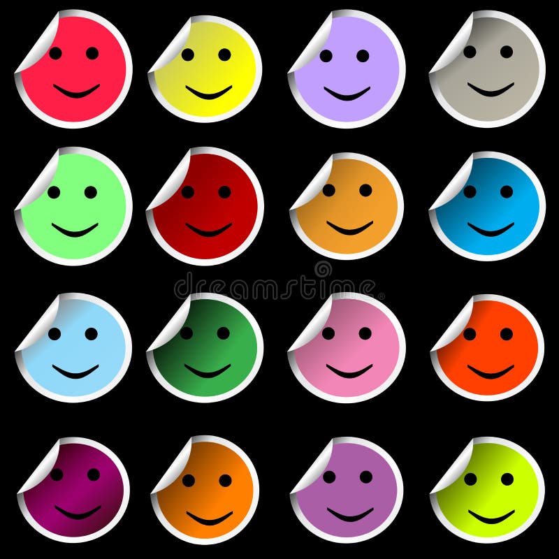 Stickers with funny faces stock illustration. Illustration of young ...
