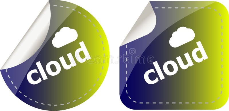 Stickers Label Set Business Tag with Cloud Word Stock Illustration ...