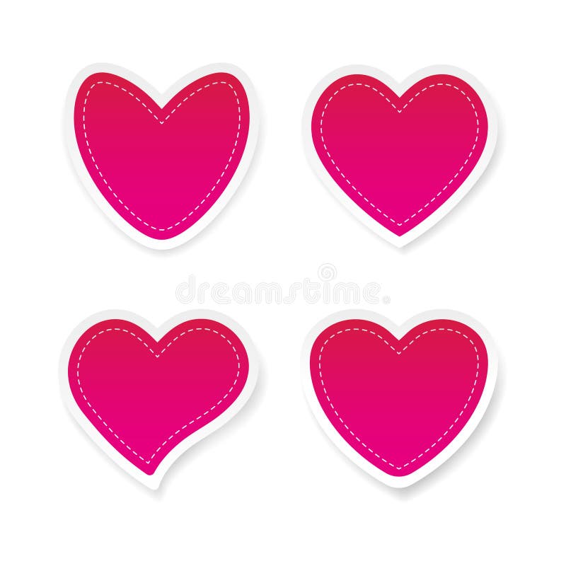 Stickers or Labels in the Shape of Heart Stock Vector - Illustration of ...