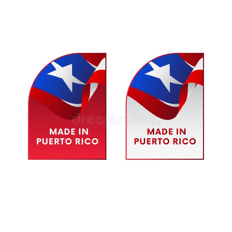 Made In Puerto Rico Flag Blue Color Label Logo Icon Stock Vector ...