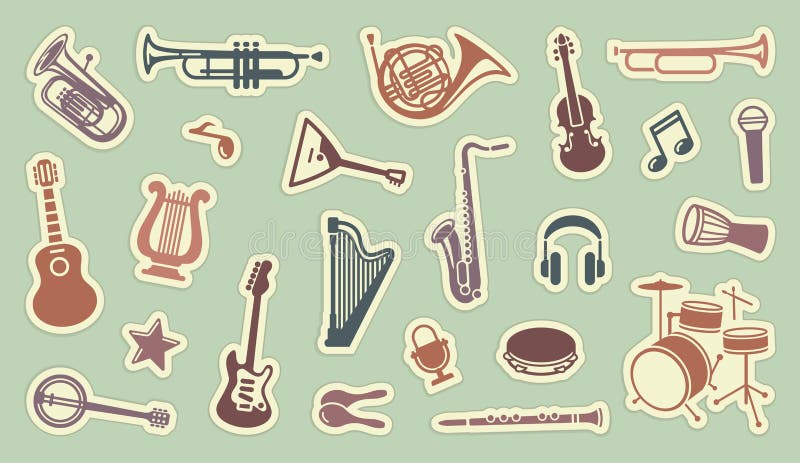 Stickers of Musical Instruments Stock Vector - Illustration of ...