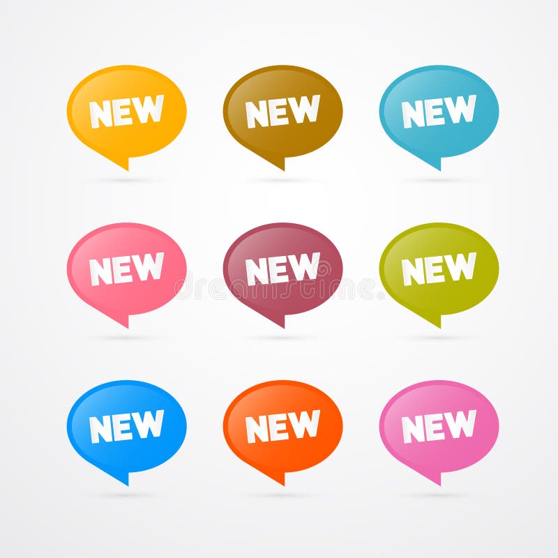 Stickers with New Title stock vector. Illustration of colorful - 37426356