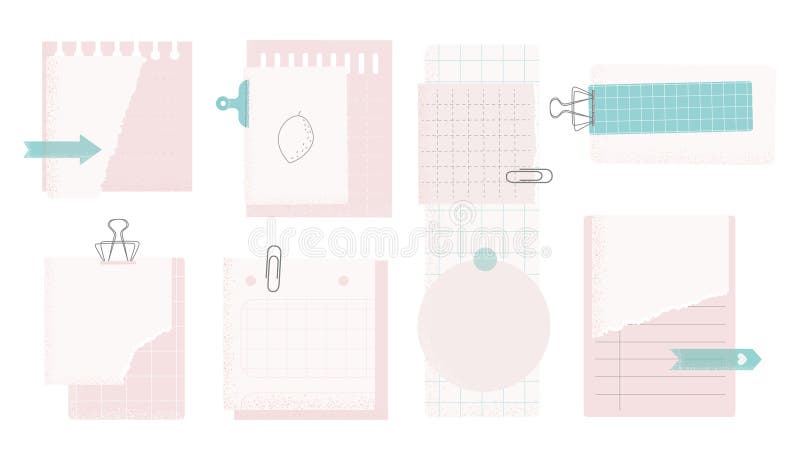 Stickers, Note Papers, Planner Doodles Vector Illustrations Collection ...