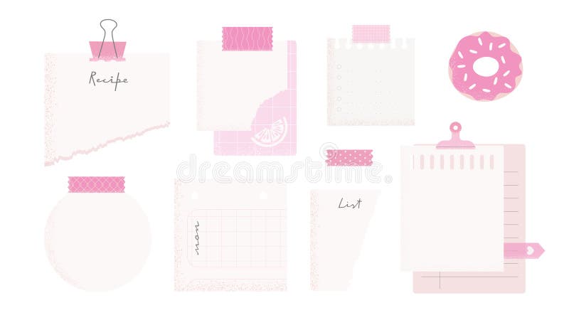 Stickers, Note Papers, Planner Doodles Vector Illustrations Collection ...