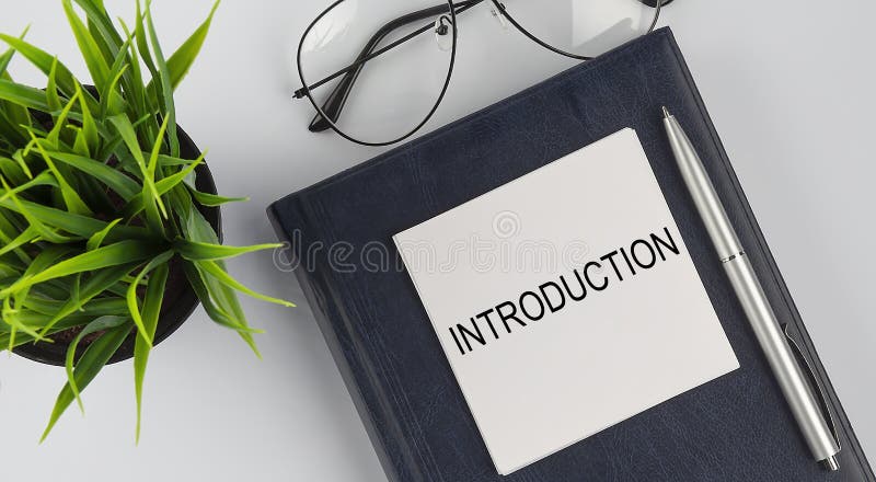 Text Introduction a White Sticker with Office Stationery Background ...
