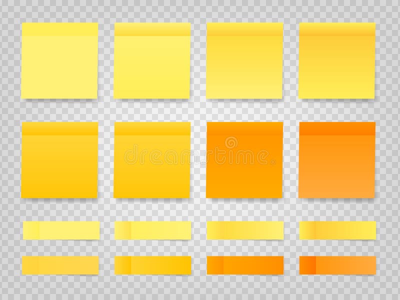 Stickers Orange. Post Note Stickers Isolated on Transparent Background ...