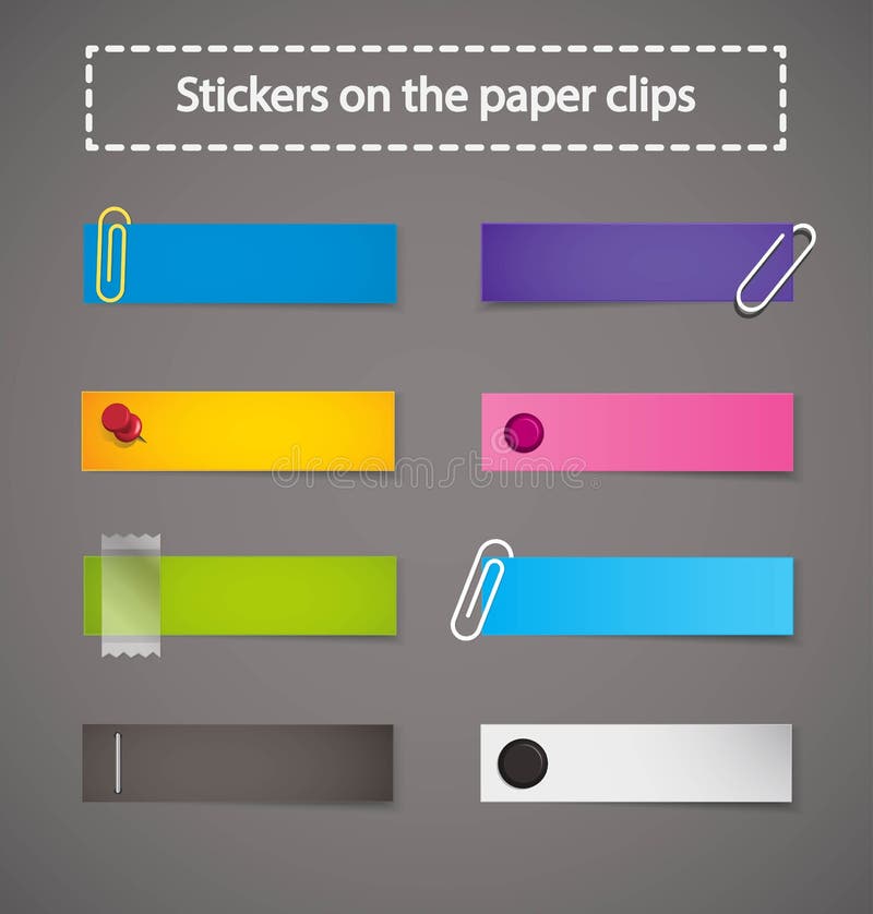 Stickers on the Paper Clips. Stock Vector - Illustration of color ...