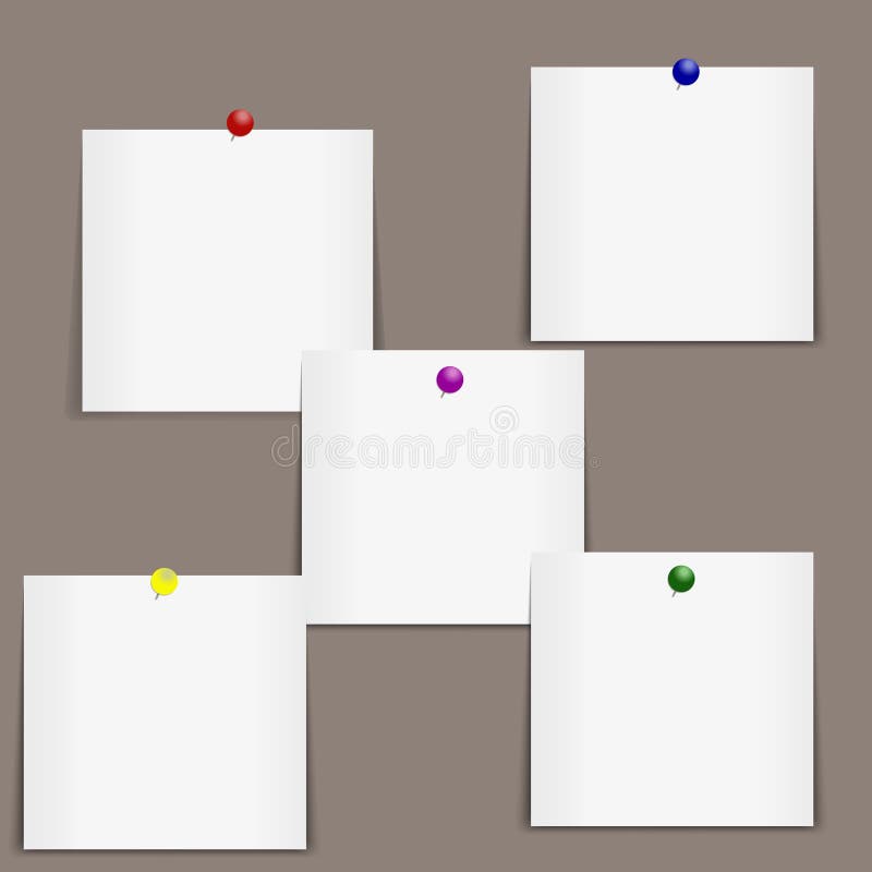 Stickers are Pinned on the Board. Bulletin Board Stock Vector ...