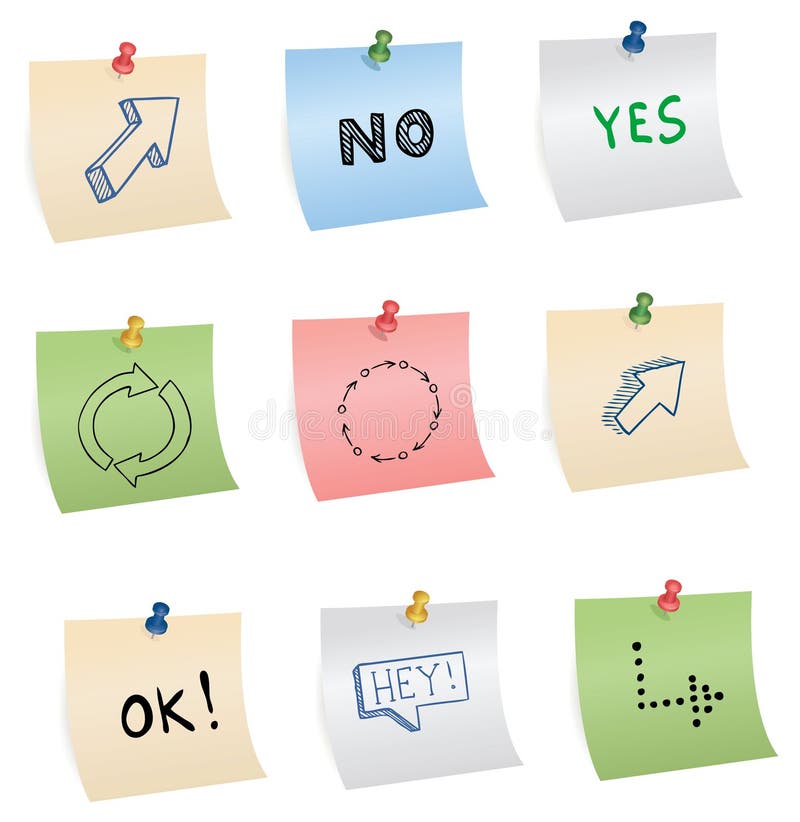 Stickers with Pins and Symbols Stock Vector - Illustration of board ...