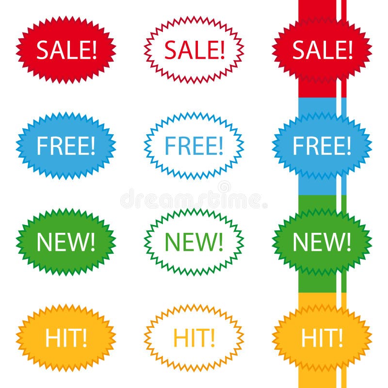 Stickers Sale Free New Hit Label Stock Vector - Illustration of element ...