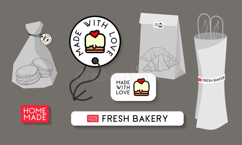 Stickers Set for Bakery Packaging. Modern Design Template. Vector ...
