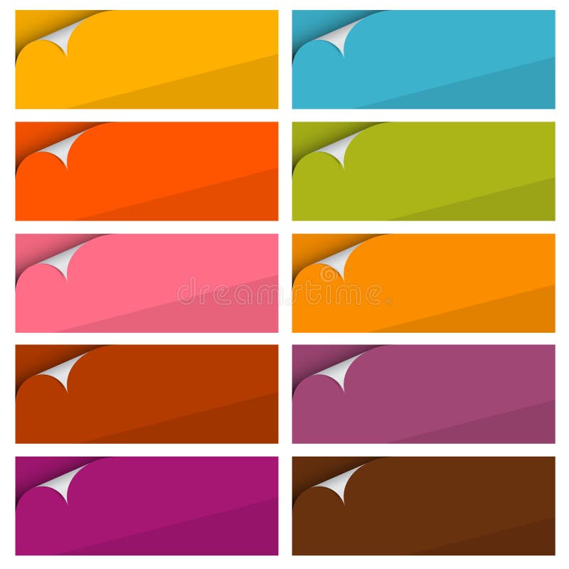 Stickers Set with Bent Corner Set Stock Vector - Illustration of clean ...