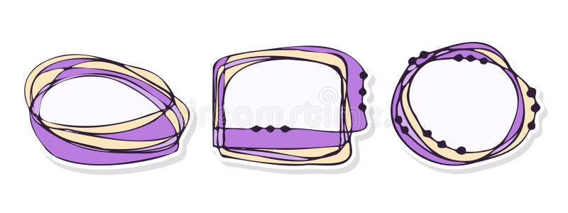 Stickers Violet Set in Doodle Abstract Style. Notebook Labels, Blank ...