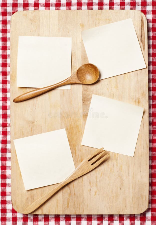 Stickers on Wooden Background Stock Photo - Image of food, menu: 28557738