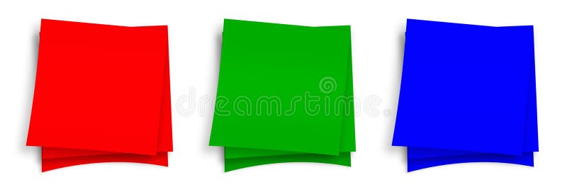 Stickie Note Blank Template Red, Green and Blue (RGB)k for Presentation ...