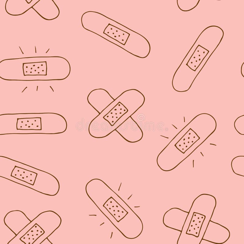 Sticking Plaster Vector Seamless Pattern Hand Drawn Band Aid Stock Vector Illustration Of
