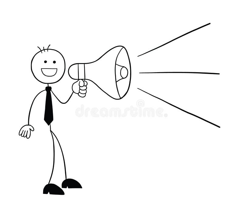 Stickman Megaphone Announcement, Shouting Stock Vector - Illustration ...