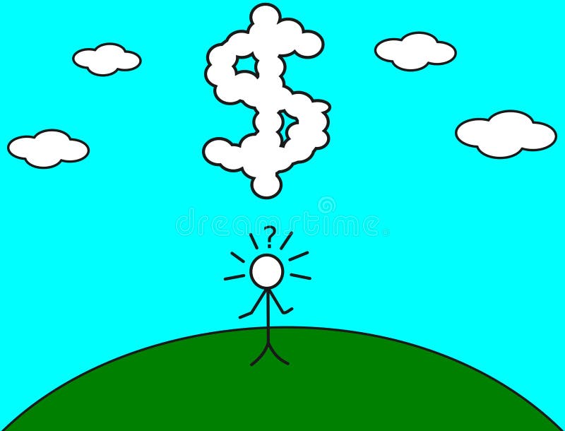 Stickman and the Cloud Dollar Concept Illustration Stock Vector ...