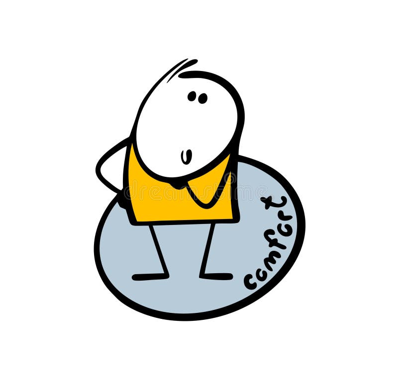 Stickman is in Comfort Zone. Vector Illustration of Doodle Man Thinking ...