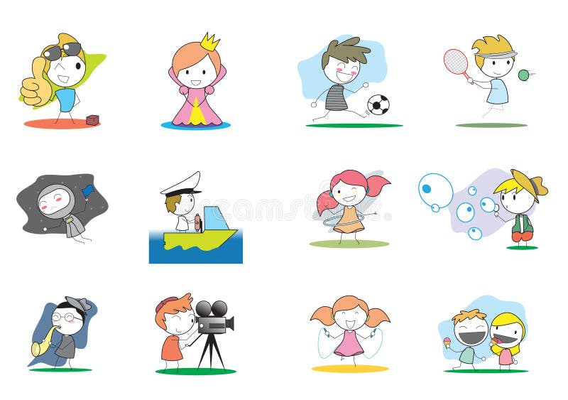 Set Stickman Cute Interactive and Colorful Design Creative Stock Vector ...