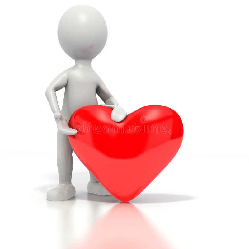 Stickman Donnant Le Coeur Rouge Illustration Stock - Illustration du ...