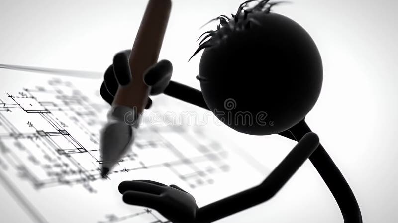 Stickman Drawing Blueprint Illustrating Innovative Problem Solving ...