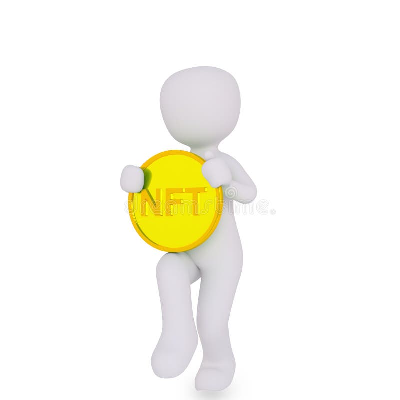 Stickman Holding an NFT Coin Stock Illustration - Illustration of ...