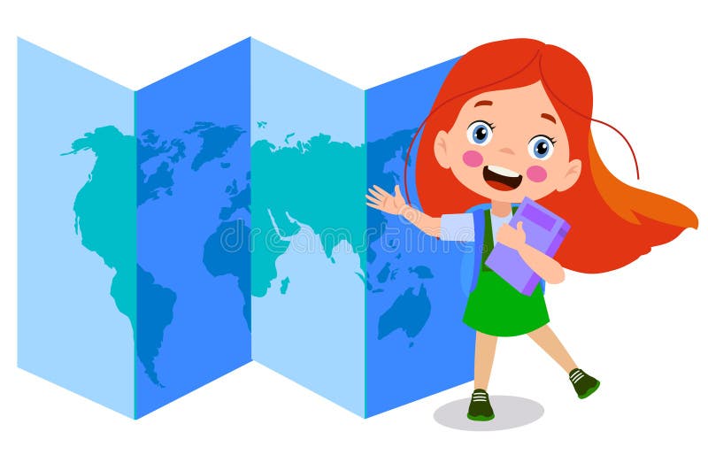 Stickman Kids Big Book Map Illustration Stock Illustration ...