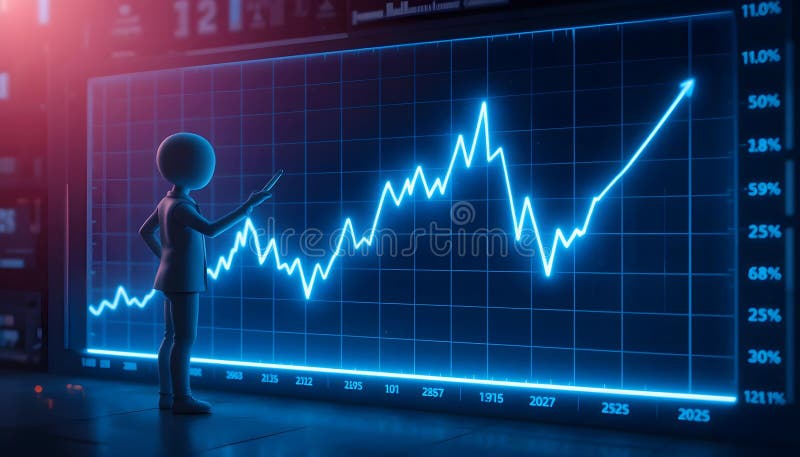Stickman Looking at the Graph Stock Illustration - Illustration of ...