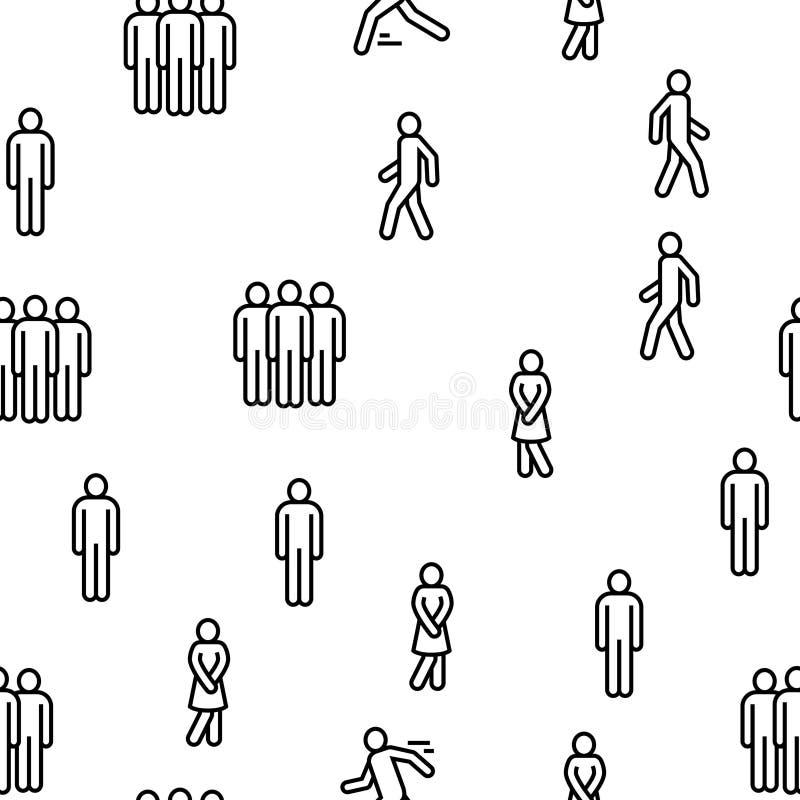 Stickman Man People Silhouette Vector Seamless Pattern Stock Vector ...