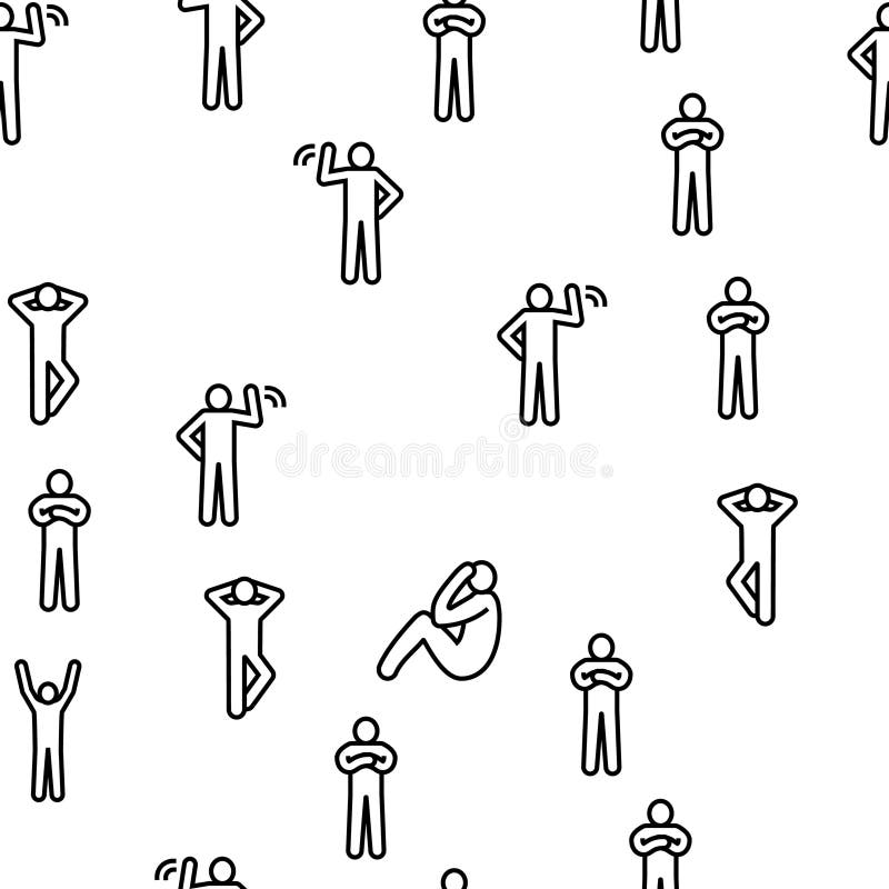 Stickman Man People Silhouette Vector Seamless Pattern Stock Vector ...