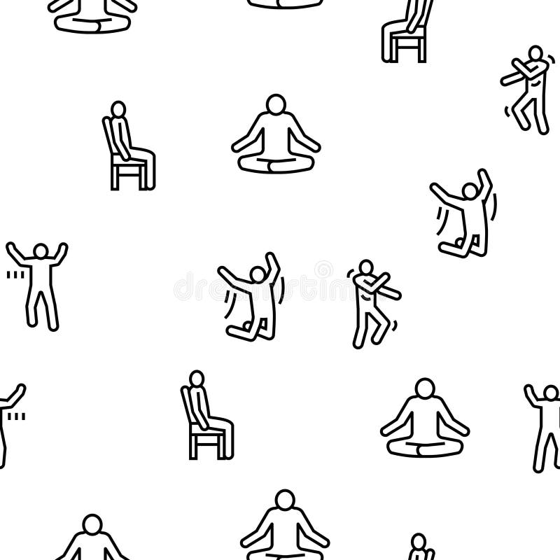 Stickman Man People Silhouette Vector Seamless Pattern Stock Vector ...