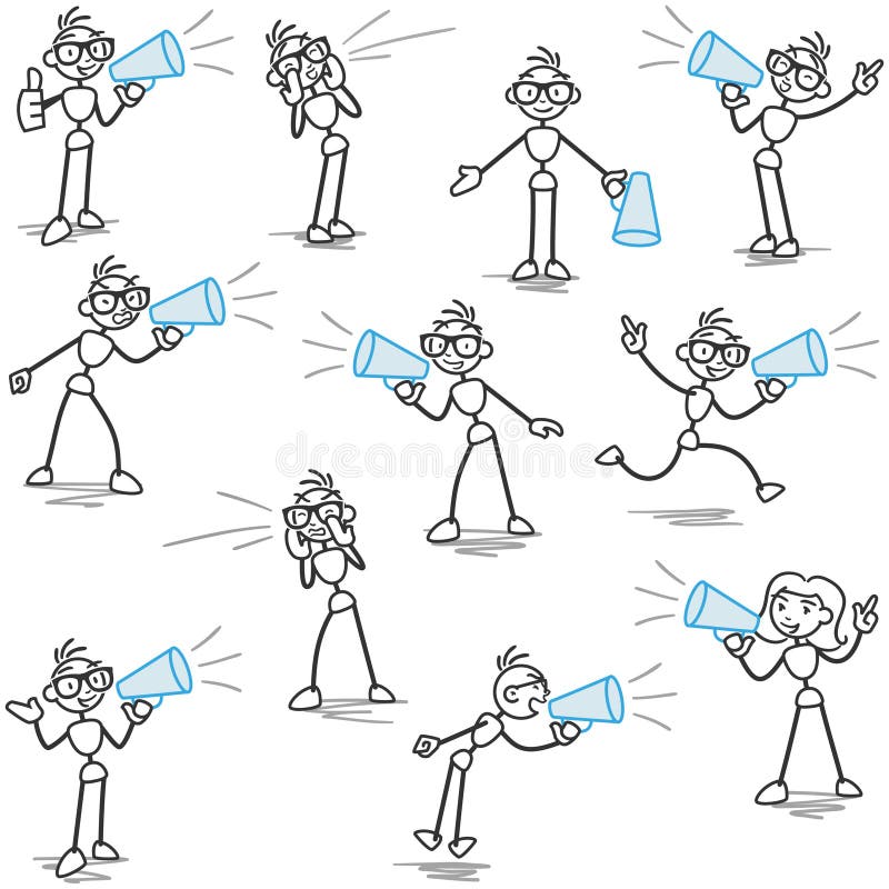 Stickman Megaphone Announcement, Shouting Stock Vector - Illustration ...