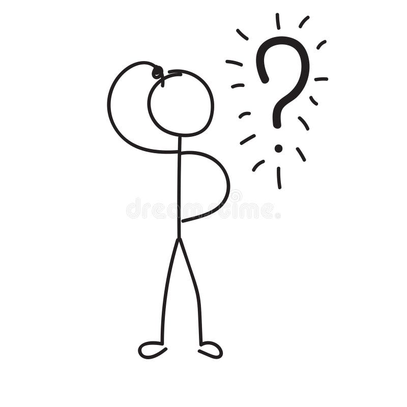 Stickman met vraagteken vector illustratie. Illustration of begrip ...
