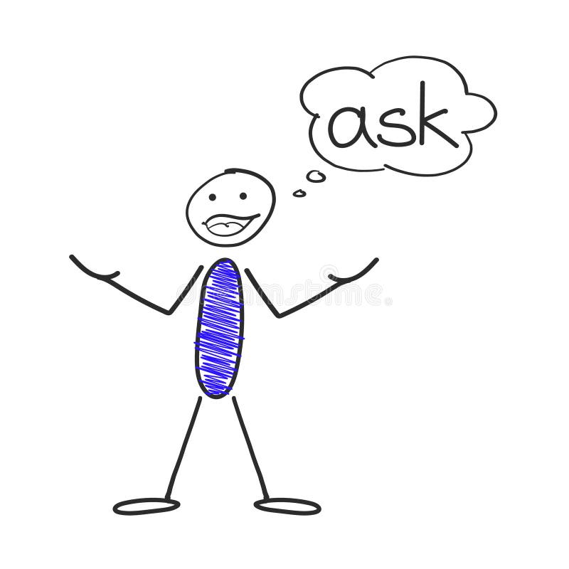 Stickman Question Mark Asking Pondering Stock Vector - Illustration of ...