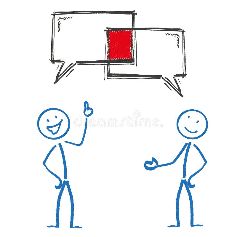 Stickman 2 Speech Bubbles Crosstalk Stock Vector - Illustration of ...