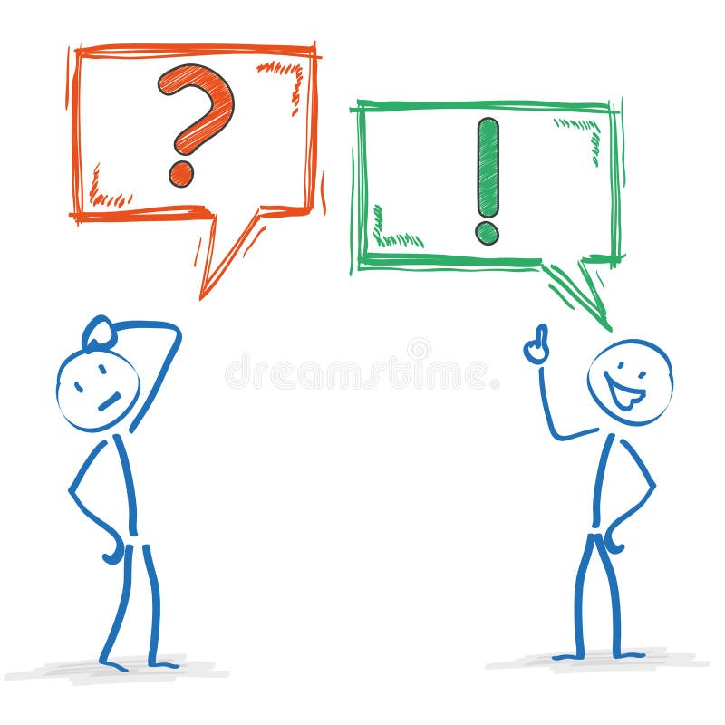Stickman 2 Speech Bubbles Question Answer Stock Vector - Illustration ...