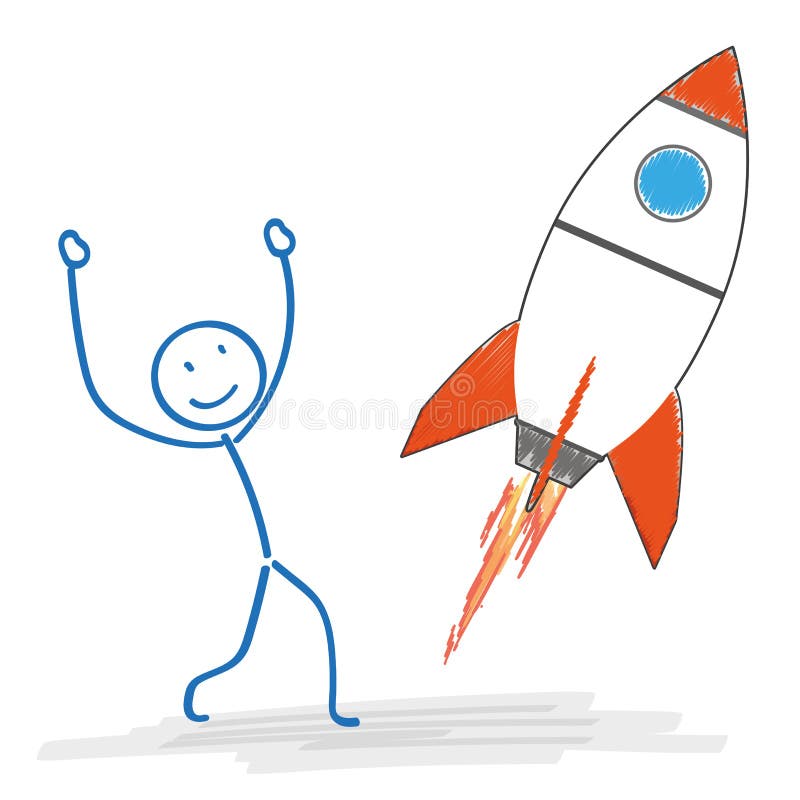 Stickman Rocket Fired Startup Teamwork Stock Vector - Illustration of ...
