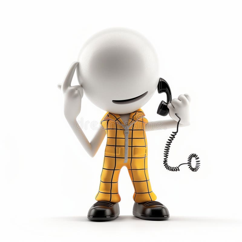 Stickman Talking on the Phone, Isolated on White Background Stock ...