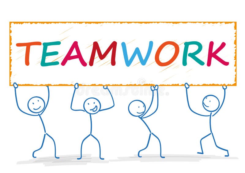 Stickman 3 Banner Teamwork stock vector. Illustration of handdrawn ...